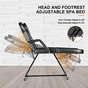 Artist hand Facial Bed Massage Table Adjustable Tattoo Chair W/Free Barber Bed Spa Chair Salon Massage Equipment Tattoo Bed Salon Chair with Tattoo Stool