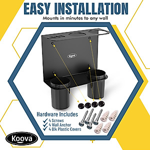 Koova Grease Gun Holder | Tractor Grease Gun Garage Organizer Wall Mount | Includes Removable Drip Cups & Spare Cartridge Holder | Truck & Tractor Accessories | Shop/Garage Wall Organizer | USA Made