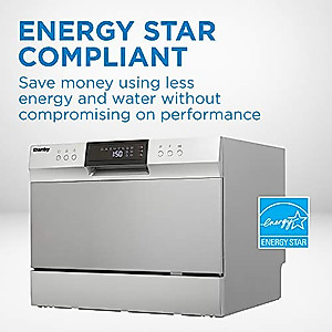 Danby DDW631SDB Countertop Dishwasher with 6 place Settings and Silverware Basket, LED Display, Energy Star