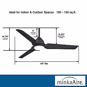 MINKA-AIRE F753L-CL Java 54 Inch Outdoor Ceiling Fan with Integrated LED Light in Coal Finish