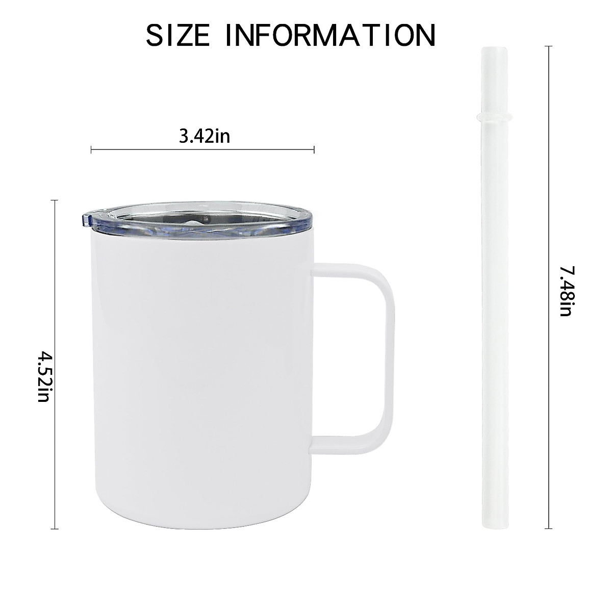 JYLJINGYULI 6 Pack 12 oz Sublimation Tumblers with handle Coffee Blanks, with Lid and Straw Cups Blank Bulk, Straight Skinny Insulated Cup Stainless Steel Water Bottle for Craft DIY…