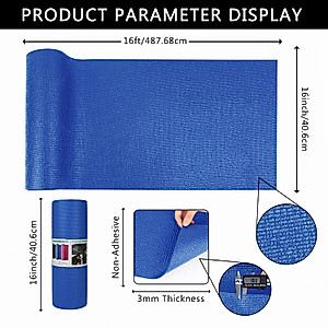 Foam Toolbox Liner Drawer Mat 1/8 Inch Thick X 16 Inch Wide X 16 Ft Long Blue, No Slip for Protecting Cabinet, Garage, Cart, Tool Box