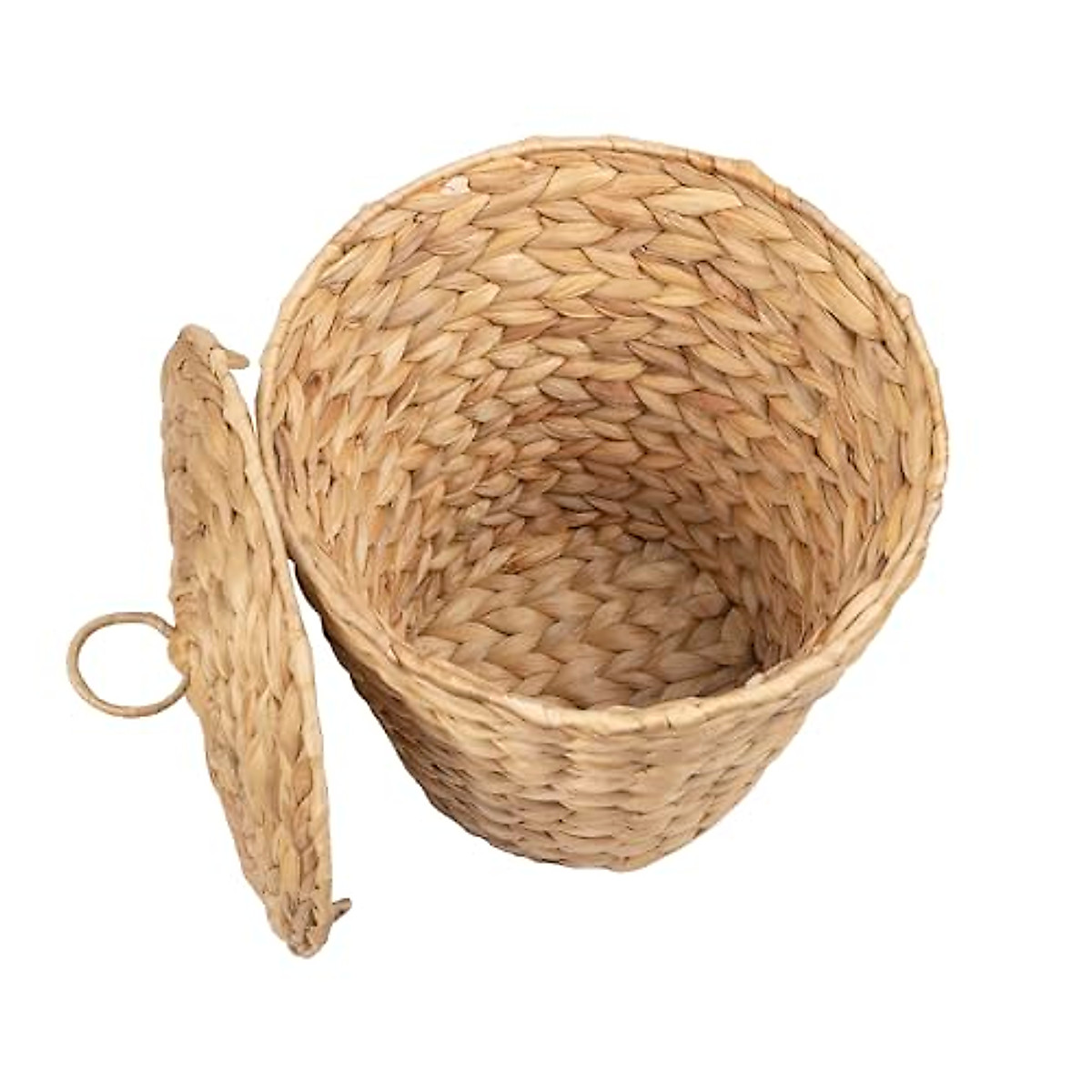 TREVIETDECOR Wicker Trash Can with Lid | Wicker Trash Basket | Wicker Waste Basket for Bathroom, Bedroom, Kitchen, Living Room