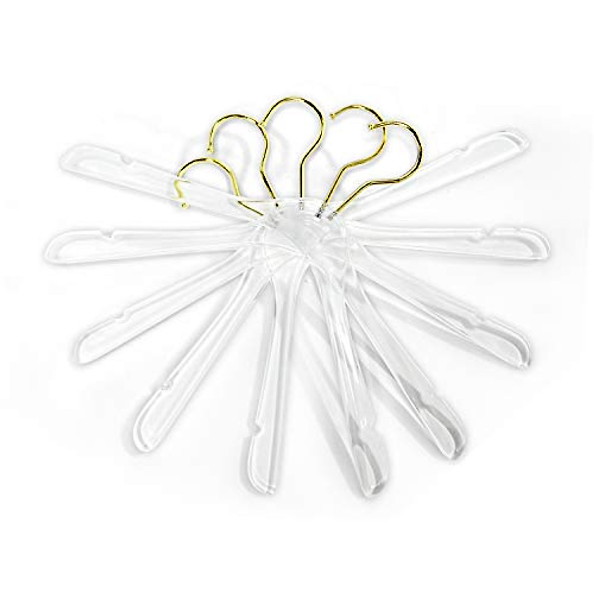Nisorpa Clear Acrylic Hangers, 20 Pack Clear Non-Slip Hangers with Golden Chrome Steel Hook, Clothes Hangers Space Saving Hanger for Dresses Suit Jacket Sweater Blouse