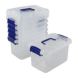 Eagrye 6-Pack 5 Quart Plastic Storage Box with Handle, Clear Storage Bin