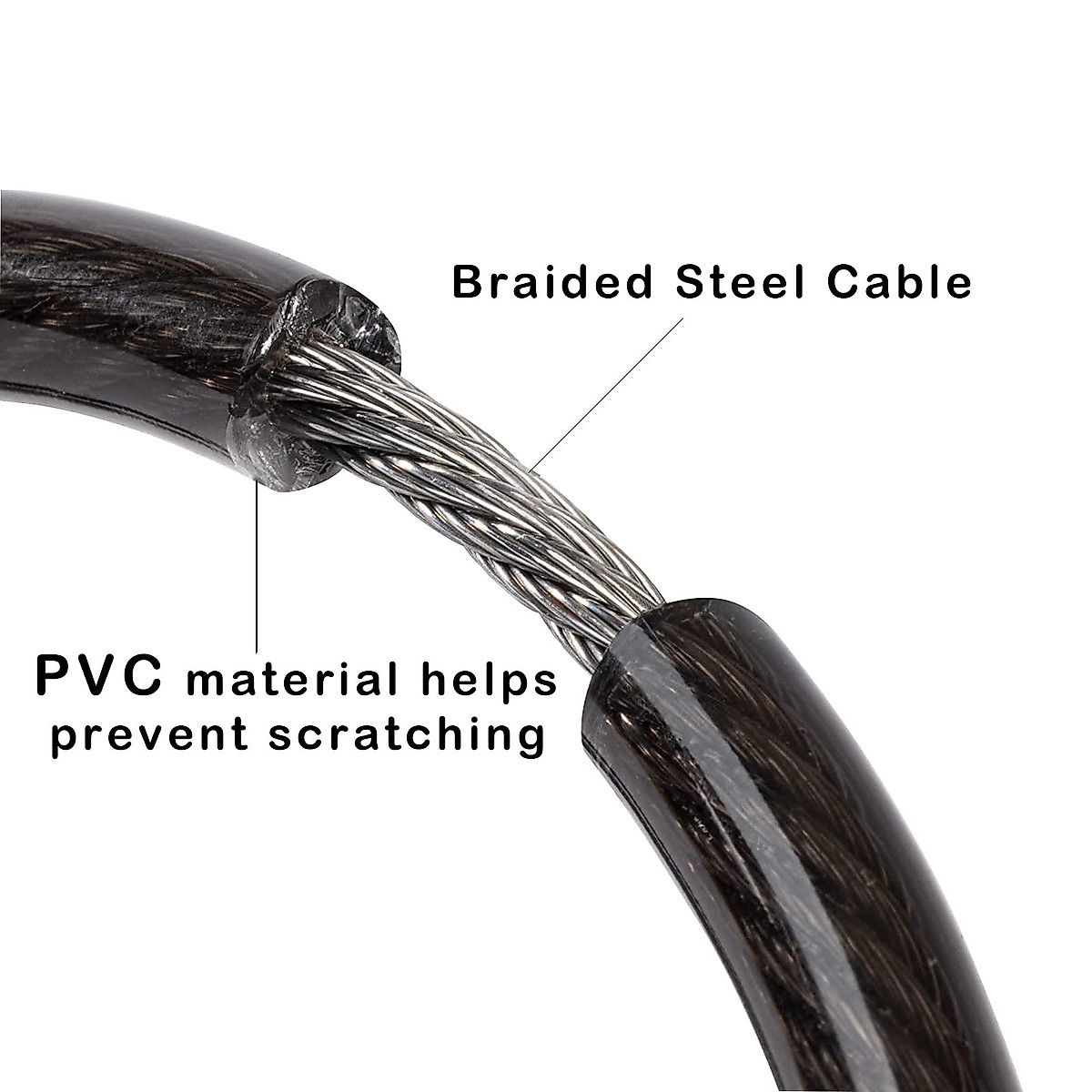 Boviisky Bike Lock, Black Bike Lock Cable, Kids Bike Lock, 4 Digit Resettable Combination Bicycle Lock Cable, 4 Feet with Mounting Bracket, 1/2 Inch Diameter