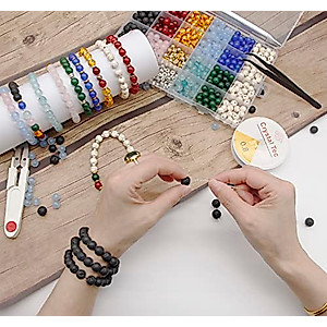 PAVA 520pcs 7 Chakra Natural Stone Beads 8mm DIY Jewelry Making Crystals Loose Beads Energy Healing Round Beading for Bracelet Necklace Earrings Jewelry Making