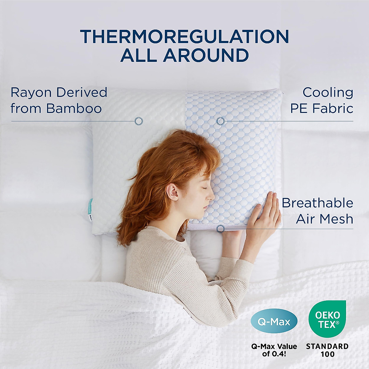 Bedsure Shredded Memory Foam Pillows - Firm Side Sleeper Pillows, Colling Pillows with Rayon Derived from Bamboo Breathable Cover & Adjustable Loft (1, King)