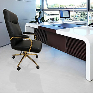 Office Chair Ergonomic Desk Chair，Swivel Computer Desk Chair with Adjustable Height and Wheels，High Back Leather Executive Chair with Lumbar Support,Black