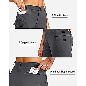 Pudolla Women's Golf Hiking Shorts 4.5" Quick Dry Summer Shorts for Women Work Travel Walk Outdoor with Pockets(Dark Grey X-Large)