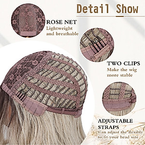 HANYUDIE Ombre Blonde Wig Long Wavy Wig For Women Middle Part Wavy Wigs Synthetic Heat Resistant Party Wigs (Ombre Ash Blonde)