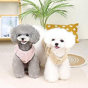 Dog Clothes for Small Dogs,Kawaii Dog Sweaters with Bear Decor and Sleeveless Design for Small Dogs Girl and Boy,Puppy Clothes Soft Warm for Winter,Autumn Khaki M