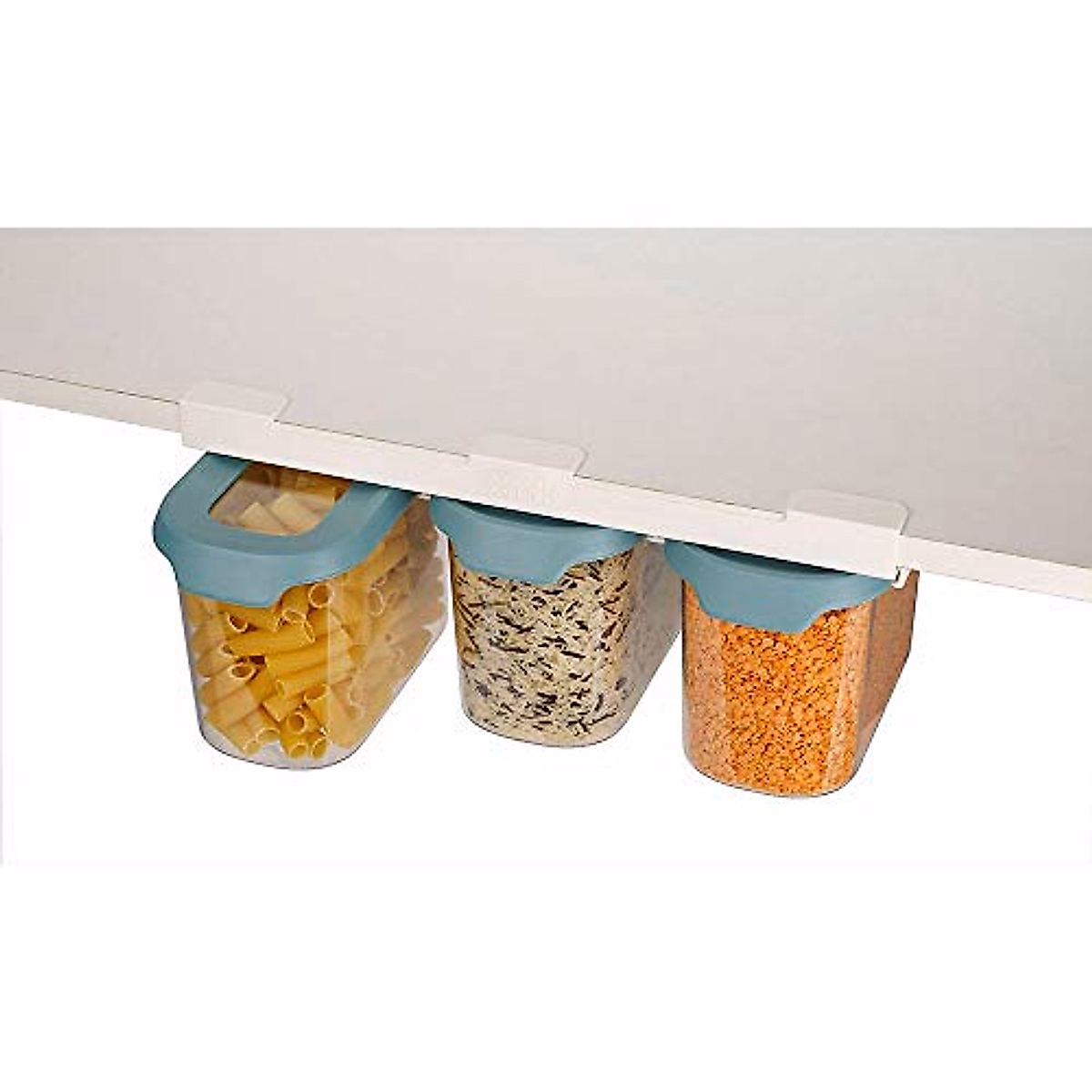 Joseph Joseph CupboardStore Airtight Easy Pour Food Container 3M Tape Undershelf Storage Hanger, 3-Piece Set - Large, Opal