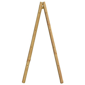 vidaXL Double Bamboo Towel Ladder with 4 Rungs - Freestanding Bathroom Storage Rack - Water-Resistant Design - Easy to Clean