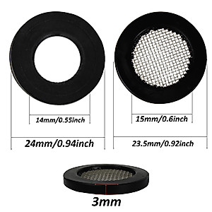 AUXBC 1Inch 8PCS Shower Filter Gaskets+8PCS Rubber Washers, Seal Faucet Washers, O Ring Hose Gasket Filter Net Shower Head Gasket Rubber Washer for Water Faucet Shower Garden Hose Connector