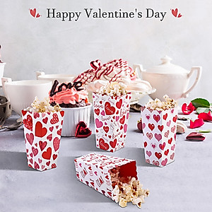 MIMIND 100 Pieces Valentine's Day Popcorn Boxes Love Heart Conversation Treat Candy Goodie Boxes Cardboard Popcorn Container for Valentine Wedding Birthday Party Supplies, 4 Designs