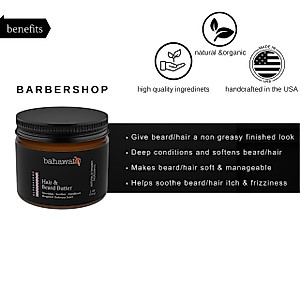BAHAWAT Hair & Beard Butter -Barbershop - Strengthen & Soften Leave in Conditioner – Natural Ingredients | The Best Beard Butter- 2oz- packaging may vary