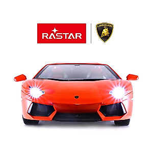 RASTAR RC Lamborghini Toy Car, 1:14 Lamborghini Aventador LP700-4 Remote Control Car, Working Lights - Orange