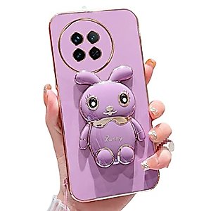 Lozeguyc for Oneplus 11 5G Case 3D Cute Cartoon Hidden Rabbit Kickstand Design for Women Girls,Luxury Plating Glitter Soft Silicone Girly Phone Case with Camera Protection Cover for Oneplus 11 Purple