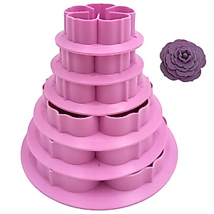 Gobaker Succulent Plants Rose Fondant Cutter Set Gumpaste Flower Petal Cutter Mold for Cake Cupcake Decoration,6pcs