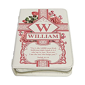 9.6x6.6 Inch Personalized Bible Cover, Custom Bible Cover – Personalized Leatherette Bible Cover and Carrying Case with Handle, Womens Bible Case - White Small (Design 2)