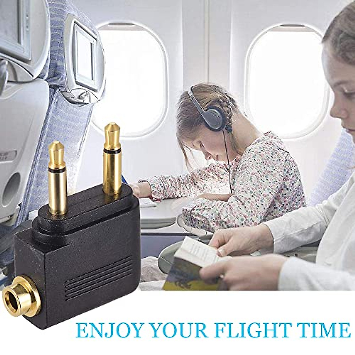 Warmstor Dual 3.5mm Male to 3.5mm Female Airplane Airline Flight Headphones Adapter Gold Plated (4 Pack)