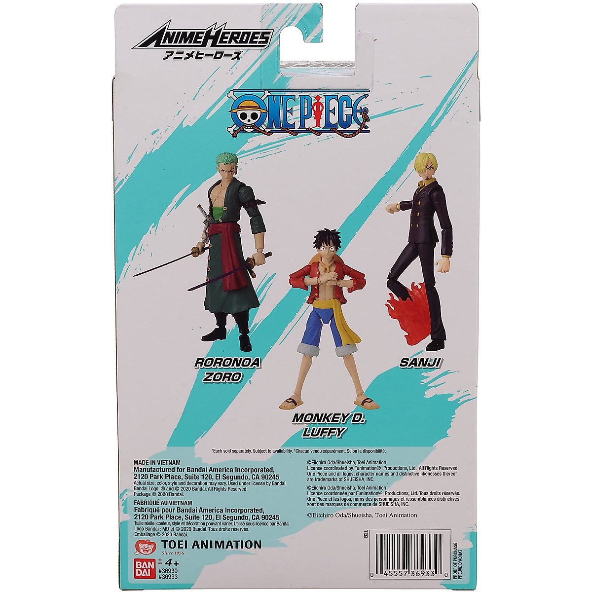 BANDAI Anime Heroes One Piece Figures Sanji Action Figure | 17cm Articulated Sanji Anime Figure with Swappable Arms and Faces One Piece Action Figures Pirate Toys Range