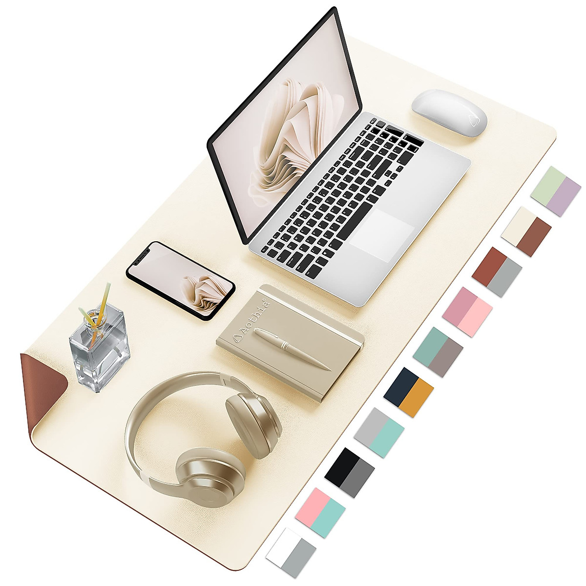 Desk Mat Large Protector Pad - Multifunctional Dual-Sided Office Desk Pad,Smooth Surface Soft Mouse Pad, Waterproof Desk Mat for Desktop, Pu Leather Desk Cover for Office/Home(Pink, 23.6" x 13.7")