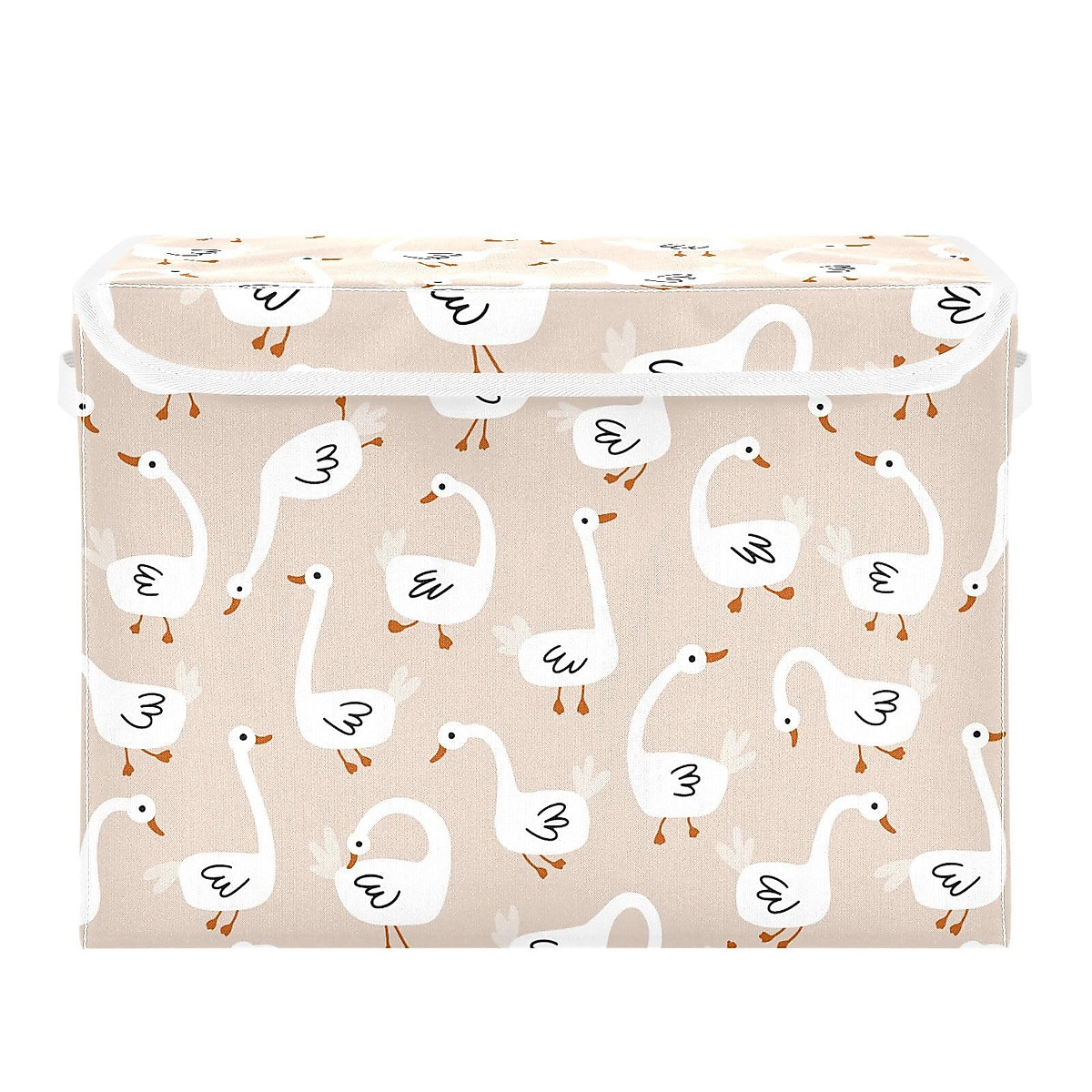 JUNZAN White Goose in Different Poses Storage Bins with Lids Collapsible Clothes Toys Storage Box with Handle Closet Organizer Home Decor Office Basket