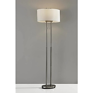 Adesso 4016-22 Duet 62" Floor Lamp, Satin Steel, Smart Outlet Compatible