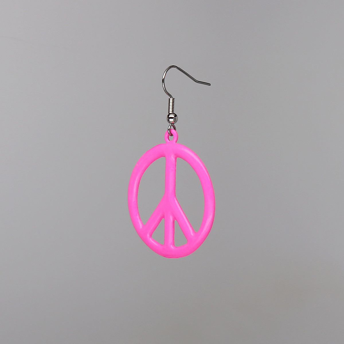 Hot Pink Hippie Peace Sign Dangle Earrings