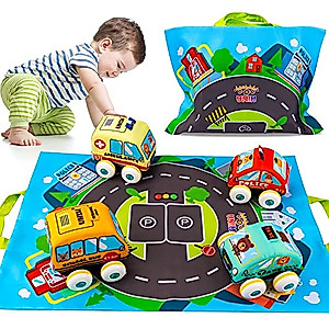 UNIH Car Toys for 1 Year Old Boy, Soft Baby Toys Set Pull Back Vehicle Car Set Birthday Gifts Toys for Baby Toddlers Age 1 2 3 Year Old