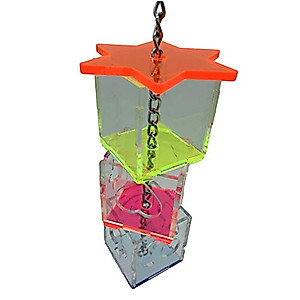 Tropical Chickens Parrot Bird Boredom Buster Forage Box Creative Hanging Treat Foraging Toy Conure Cockatiel for Small Bird Enrichment Transparent Acrylic Food Holder