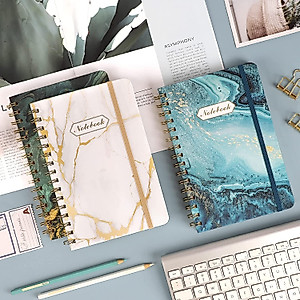 EOOUT 3 Pack A5 Spiral Notebook, Journals for Women, Ruled Notebook, 6"x 8.5", 160 Pages, Marble Pattern, Back Pocket, 100gsm Paper, for Office, School Supplies