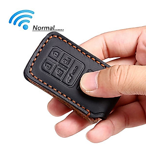 SANRILY Leather Key Fob Case, Blue - Premium Crazy Horse for Honda Odyssey 7 Buttons Smart Key 2018-2022 Keyless Protection, Unisex Accessory