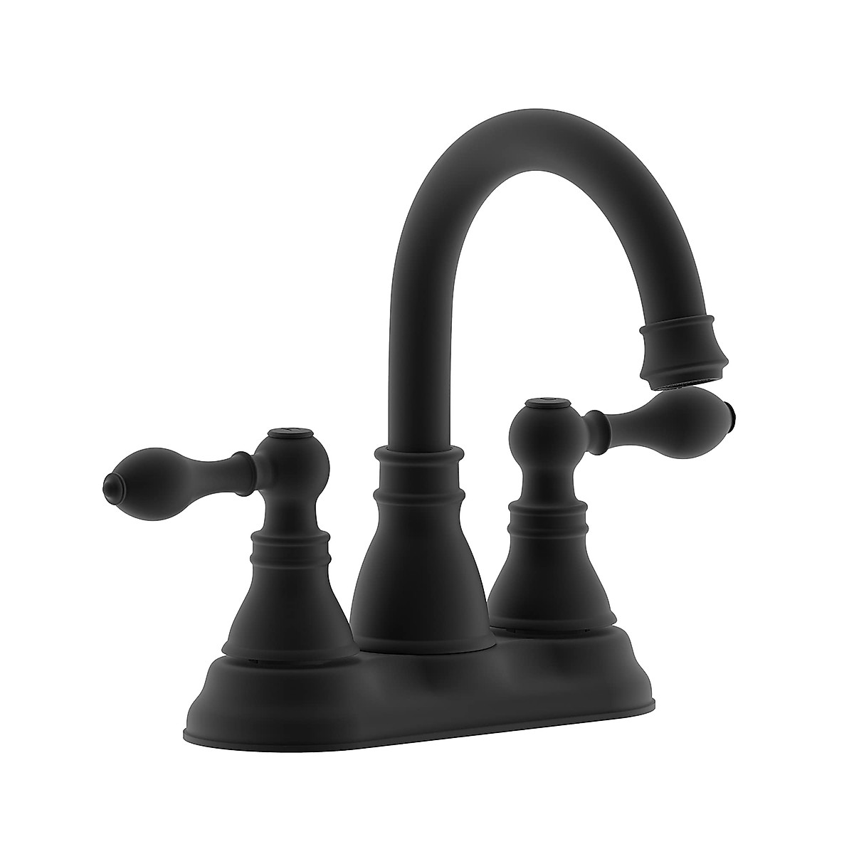 Derengge Two Handle Bathroom Sink Faucet Matte Black 3 Hole Bathroom Faucet with Overflow Pop up Drain, 360° Swivel Spout Sink Faucet 4 Inch Centerset Lavatory Faucet,F-4501-MT
