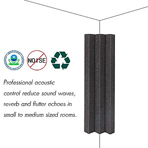 DEKIRU Acoustic Foam Bass Traps Corner Block foam, Studio Foam Sound Proof Foam Panles Noise Dampening Wall Soundproofing Padding, Ideal for Studio, Home or Theater (12"X3"X3", Black)