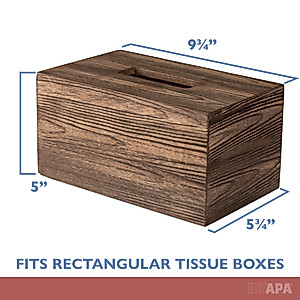Ilyapa Wood Tissue Box Cover Rectangular - Rustic Farmhouse Wooden Tissue Holder