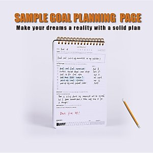 Goal Planning Notepad - A5 Goal Setting Journal for Project Management with Action plan, Task List & Daily Goal Tracker. Productivity Planner for Business Work - 54 Sheets