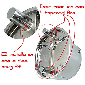 Desunia Closet Rod Support Flanges with Rear Pin | Heavy Duty 32mm Diameter Clothes Pole End Sockets for Wardrobes | Polished Chrome | 4 Pack