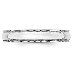 Solid 10k White Gold 4 mm Round Milgrain Wedding Band Ring Size 4.5