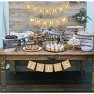 Baby Shower Banner Durable Burlap Welcome Baby Gift Banner Bunting Garland Rustic Neutral Baby Shower Decorations