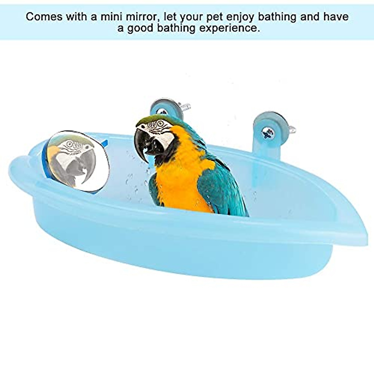 Hztyyier Bird Bath with Mirror, Portable Bird Bath Bird Bathroom for Pet Parrots Bird Cage Hanging Bath Accessories