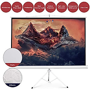 Safstar 100" Tripod Projection Screen, Portable Tripod Floor Stand Manual Pull up Home Theater Office Presentation Projector Screen 87" x 49" Viewing Area