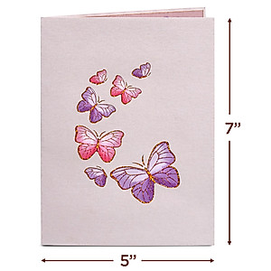 Paper Love Butterfly Birthday Cake, 3D Pop Up Birthday Card, For Adults or Kids - 5"x7" Cover - Includes Envelope and Note Tag