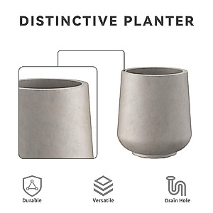 Kante 15.3"+11.6"+8.2" Dia Round Concrete Planter, Large Outdoor Indoor Planter Pots Containers with Drainage Holes and Rubber Plug for Home Garden Patio, Weathered Concrete