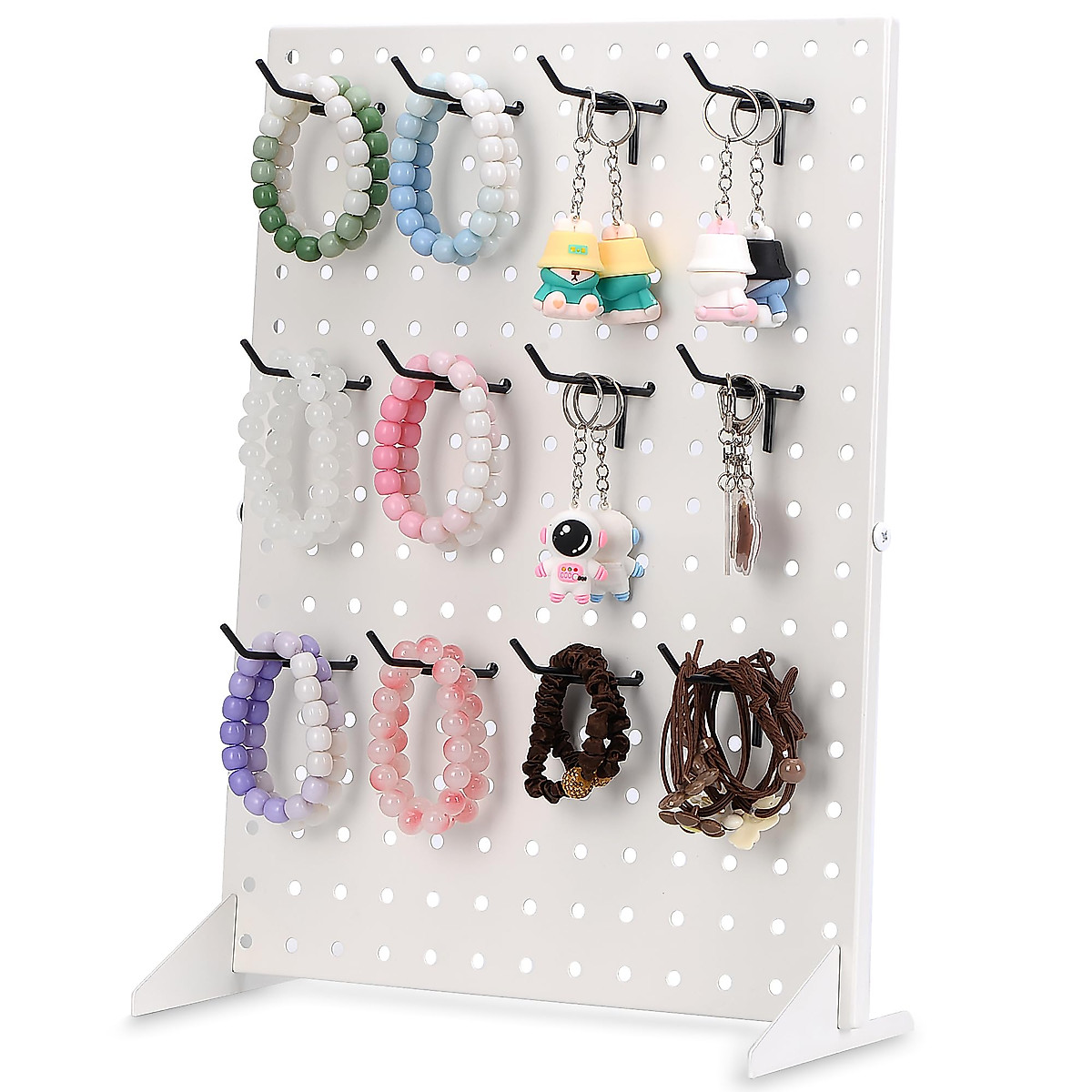 Pegboard Display Stand for Craft Shows & Fairs - Metal Store Display for Selling Accessories, Earring, Jewelry, Pin Display Stands for Retail Stores, Vendors & Events - 17" x 13” Designer White