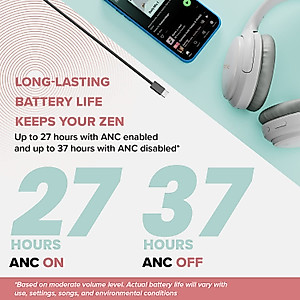 Creative Zen Hybrid (White) Wireless Over-Ear Headphones with Hybrid Active Noise Cancellation, Ambient Mode, Up to 27 Hours (ANC On), Bluetooth 5.0, AAC, Built-in Mic, Foldable