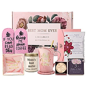 Mothers Day Gifts, Happy Birthday Mom Gifts, Gift Basket for Mom, Gift Box for Women, Wife, Mother in Law, New Mom. Christmas Gift, Mom Gifts for Mothers Day-Coffee Mug Set, Necklace, Socks, Candle