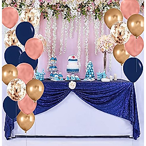 Navy Blue Rose Gold Confetti Balloons 20pcs for Birthday Party Decorations for Women/Navy Rose Gold Latex Balloons for Wedding/Baby Shower Navy Pink Gender Reveal Party Decorations